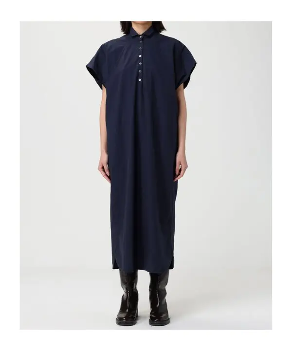 Barena Venezia Button-fastening High Neck Short Sleeve Dress - Blue