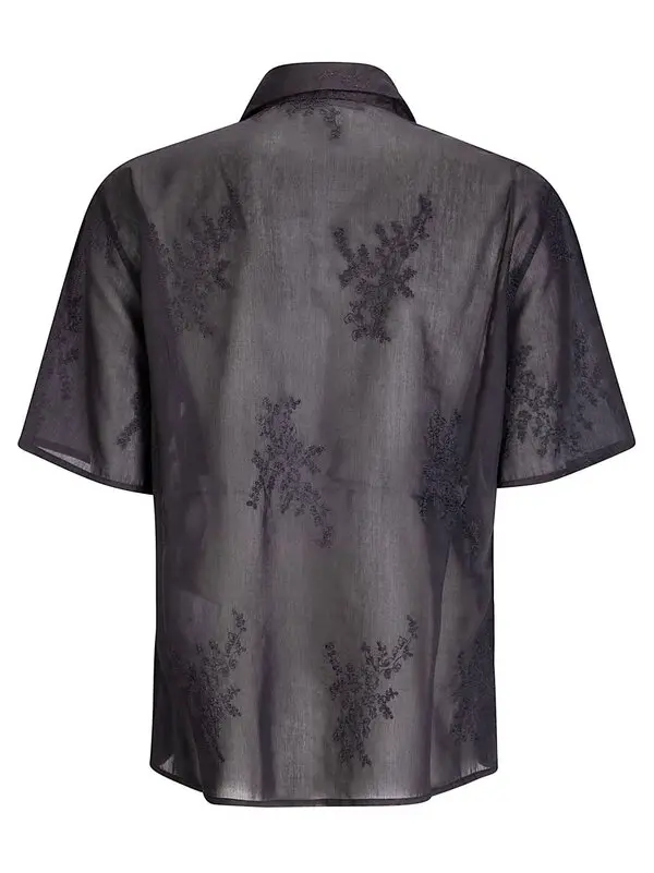 Our Legacy X-ray Shirt With Floral Embroidery - Black