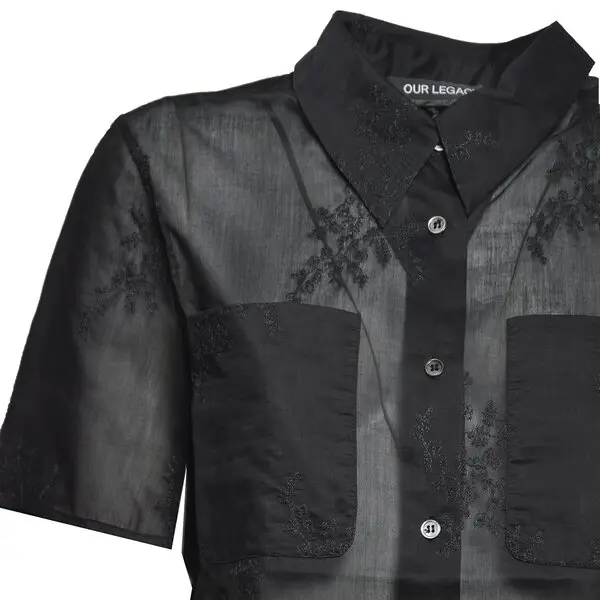 Our Legacy X-ray Shirt With Floral Embroidery - Black