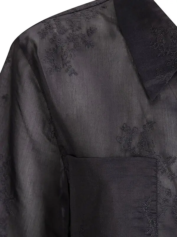 Our Legacy X-ray Shirt With Floral Embroidery - Black