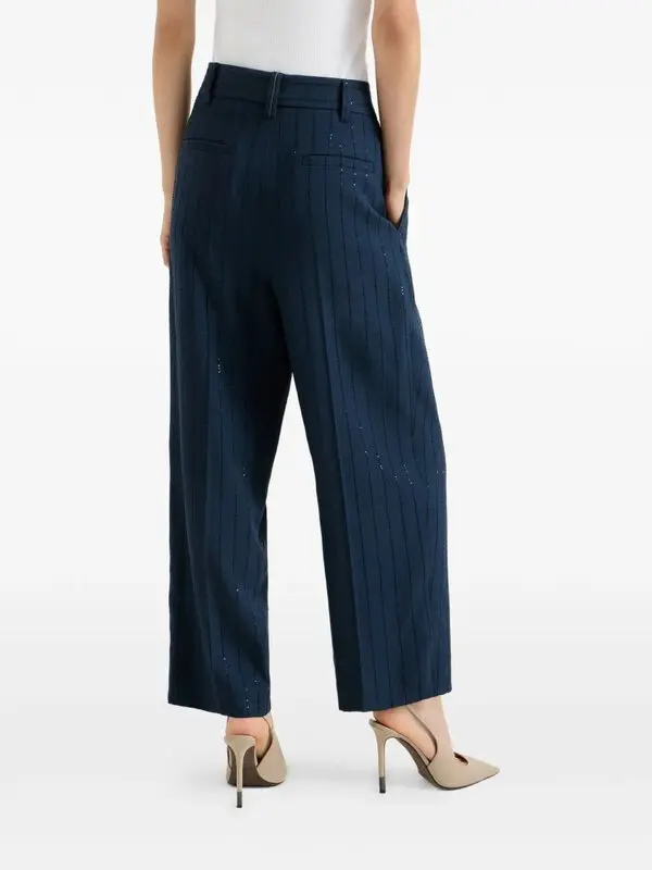 Brunello Cucinelli Dazzling Chalkstripe Slouchy Trousers - Black