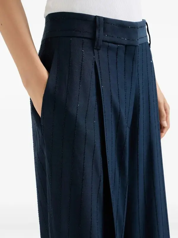 Brunello Cucinelli Dazzling Chalkstripe Slouchy Trousers - Black