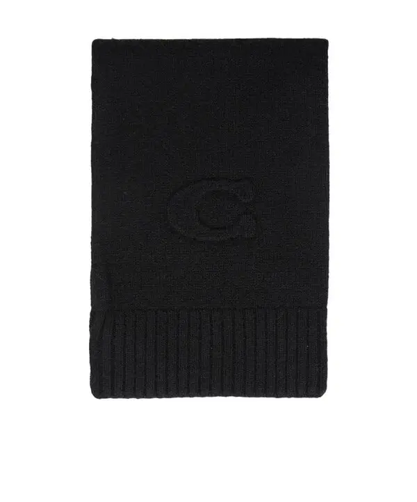 COACH Embossed Knit Muffler - Black