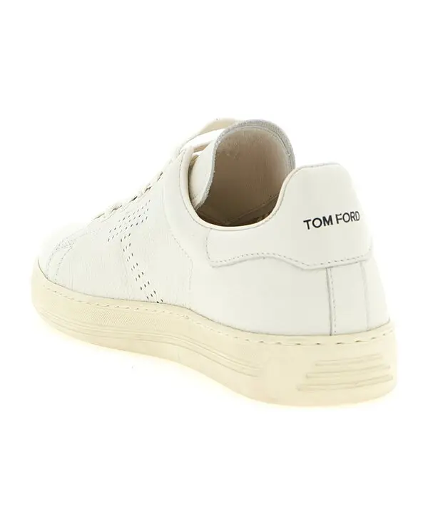 TOM FORD Perforated Logo Leather Sneakers - White
