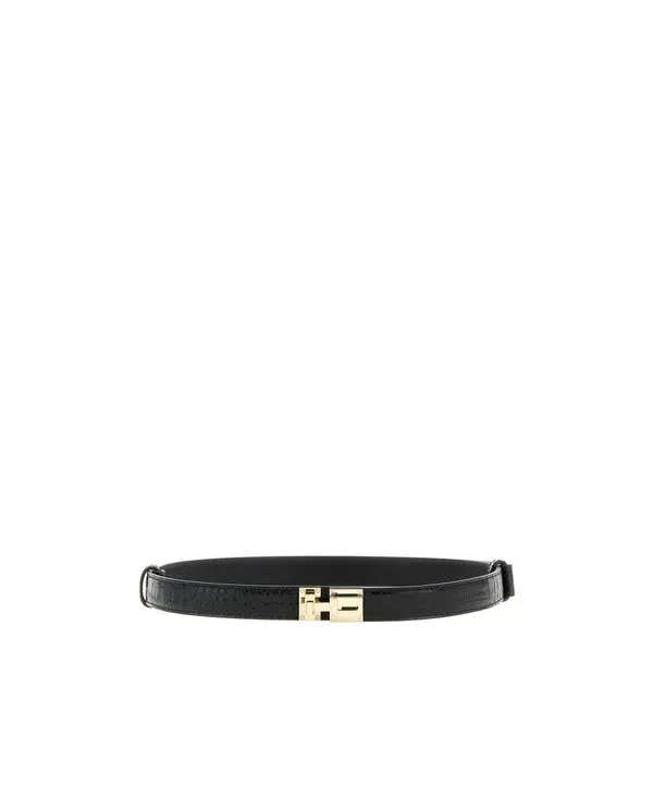 TOM FORD Croc-print Metal Buckle Belt - Black