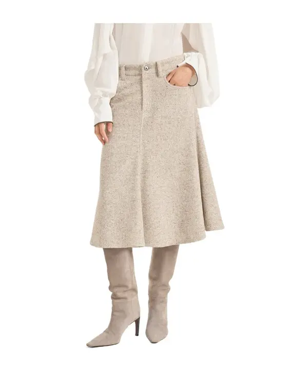 Brunello Cucinelli Five-pocket Midi Skirt - Cold Beige
