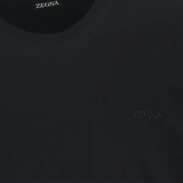 Zegna Logo-embroidered T-shirt - Black