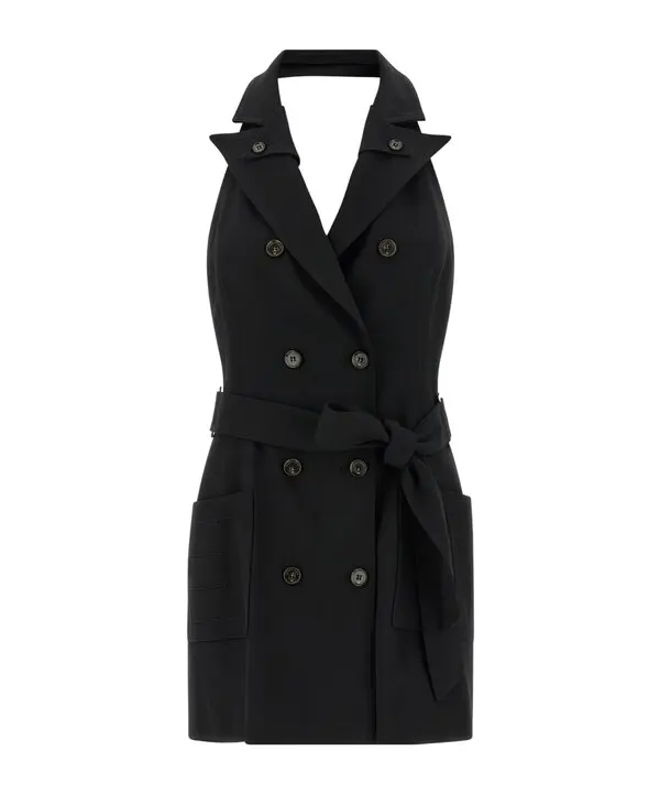 Elisabetta Franchi Double-breasted Halterneck Mini Dress - Black