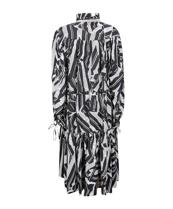 Dries Van Noten Long Sleeve Printed Dress With Tie Details