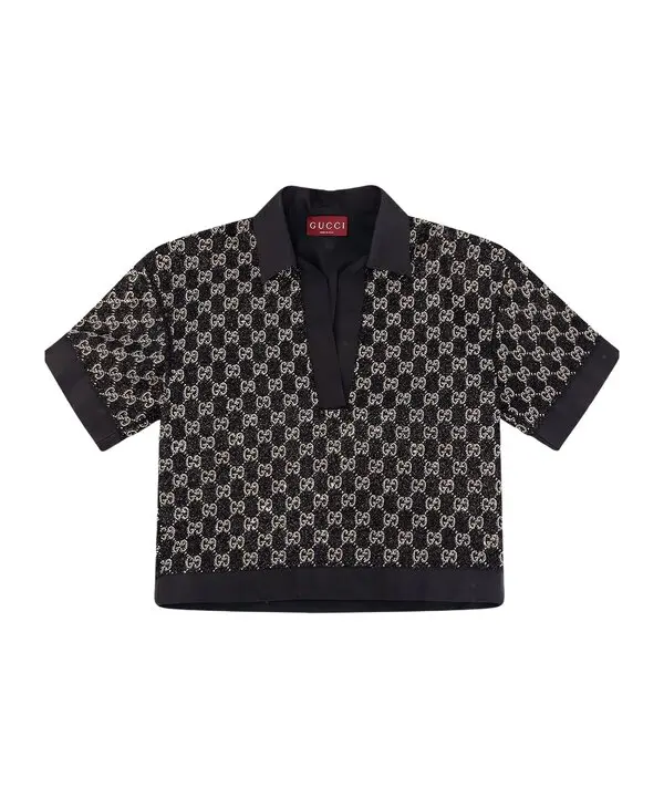 Gucci Tweed Lamé Gg Crystals Top - Black