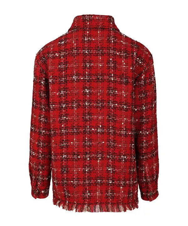 Amiri Checked Tweed Shirt Jacket With Raw Edge Hem