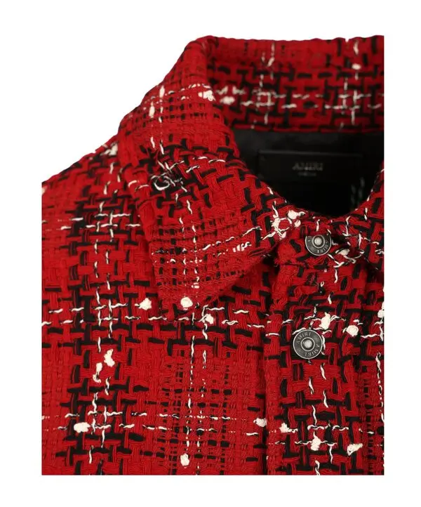 Amiri Checked Tweed Shirt Jacket With Raw Edge Hem