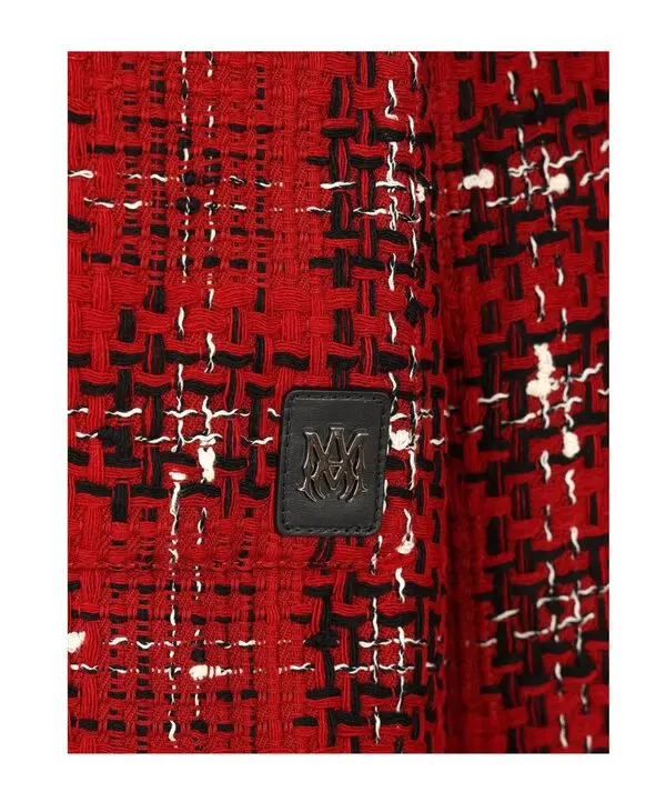 Amiri Checked Tweed Shirt Jacket With Raw Edge Hem