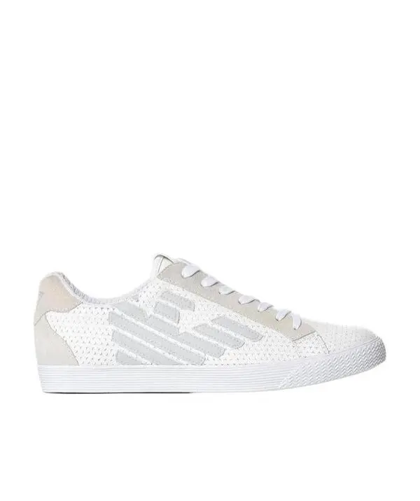 EA7 Logo Detail Lace Up Sneakers - White