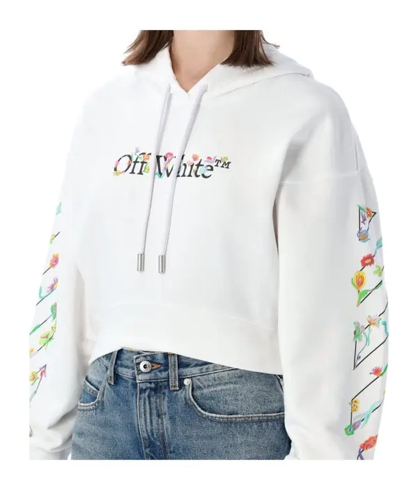 Off-White Flower Cropped Hoodie