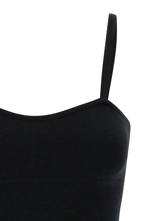 Max Mara Sweetheart Neckline Knit Top - Black