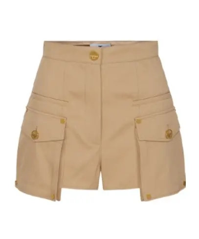 Elisabetta Franchi Cargo Pocket Cotton Gabardine Shorts