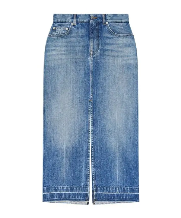 Givenchy Midi Skirt In Denim - Medium Blue