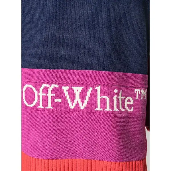 Off-White Colour-block Logo Jacquard Wool Pullover