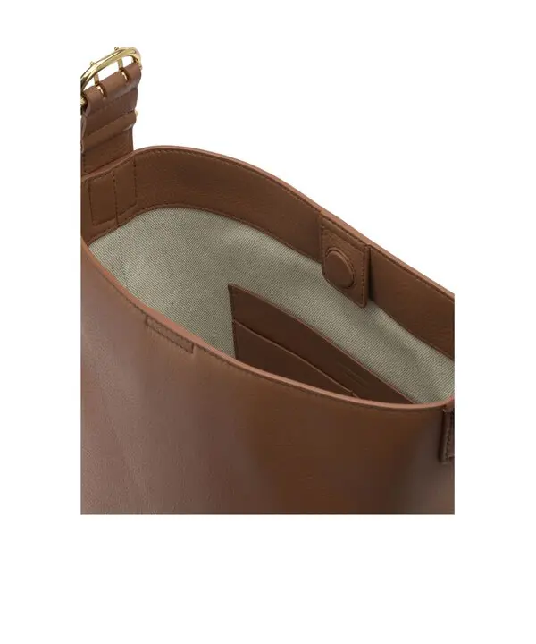 JIL SANDER Cannolo Logo Embossed Small Shoulder Bag - Brown