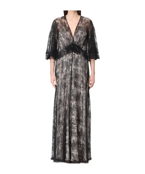Alberta Ferretti V-neck Lace Maxi Dress