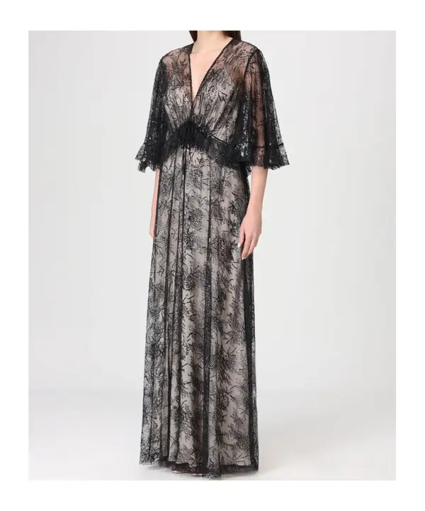 Alberta Ferretti V-neck Lace Maxi Dress