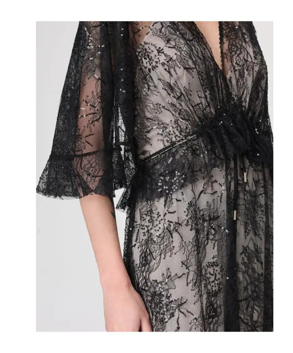 Alberta Ferretti V-neck Lace Maxi Dress