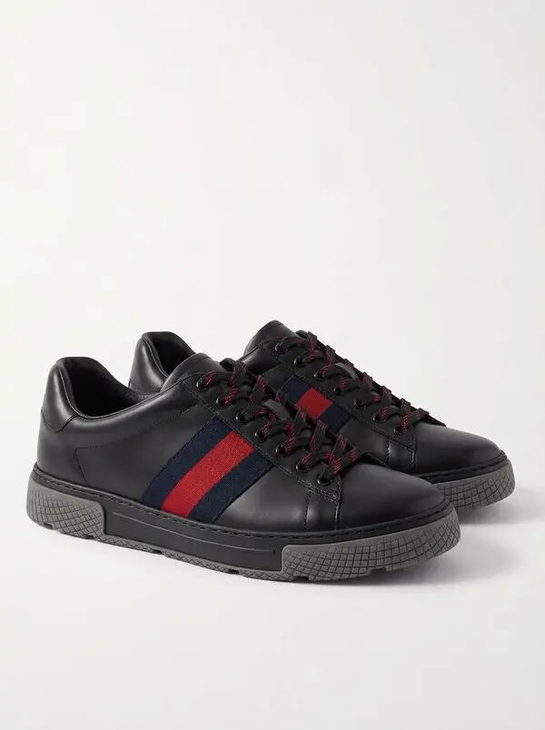 Gucci Web Detailed Ace Low-top Trainers - Black