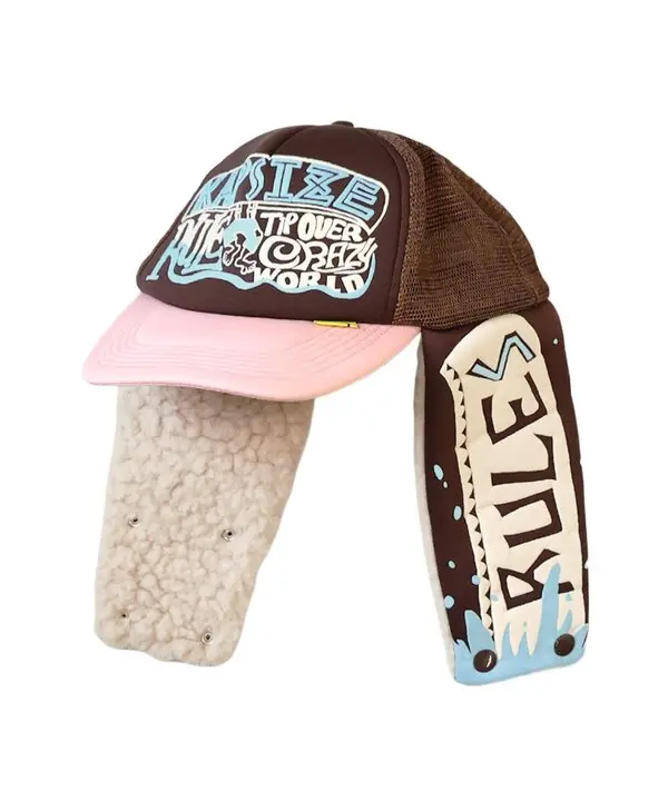 Kapital Trapper Hat With Detachable Ear Flaps - Brown/pink