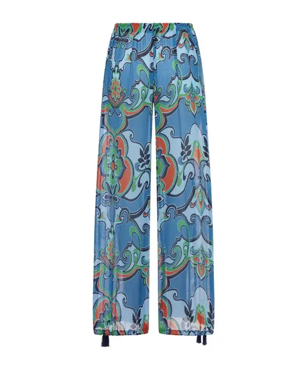 Etro Wide-leg Trousers With Floral Motif And Tassel Details - Multi