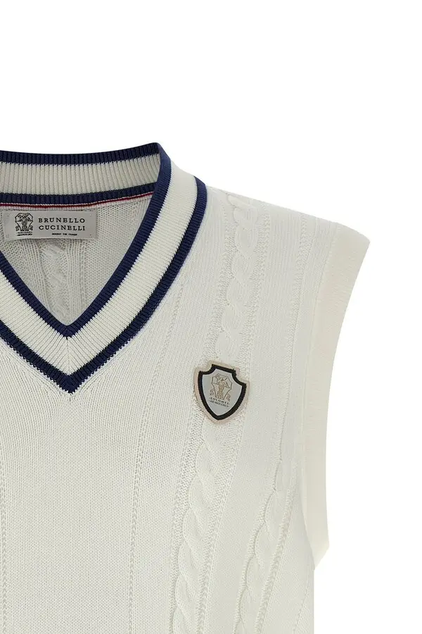 Brunello Cucinelli V-neck Waistcoat With Heraldic Logo Patch