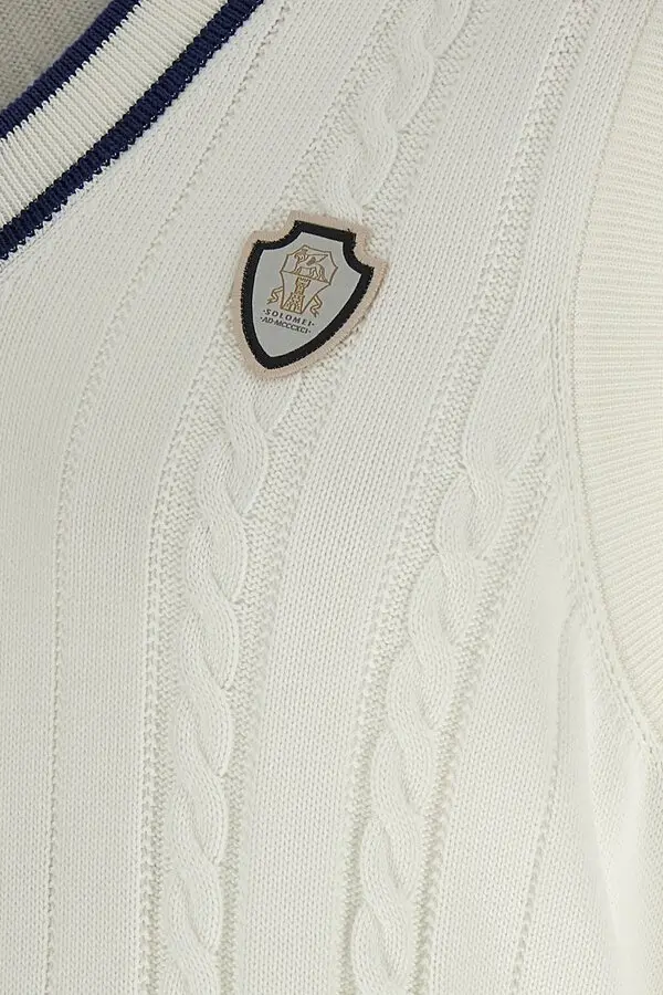 Brunello Cucinelli V-neck Waistcoat With Heraldic Logo Patch