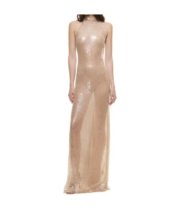 Raquel Diniz Sequin Embellished Maxi Dress - Nude