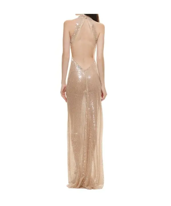 Raquel Diniz Sequin Embellished Maxi Dress - Nude