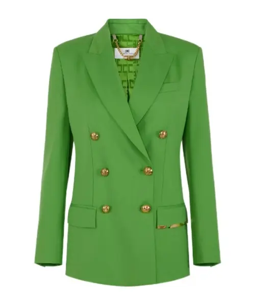 Elisabetta Franchi Double-breasted Jacket With Military-inspired Buttons - Aloe