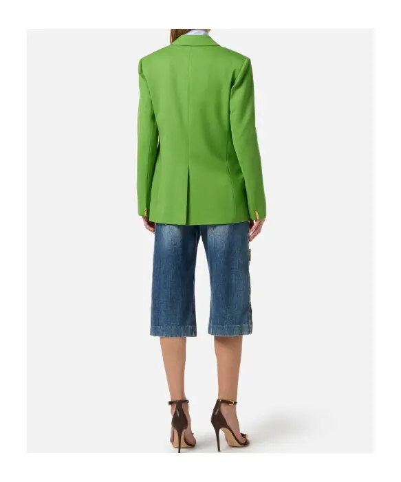 Elisabetta Franchi Double-breasted Jacket With Military-inspired Buttons - Aloe