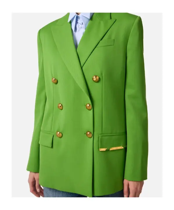 Elisabetta Franchi Double-breasted Jacket With Military-inspired Buttons - Aloe