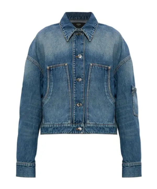 Amiri Long Sleeve Denim Trucker Jacket - Navy Blue