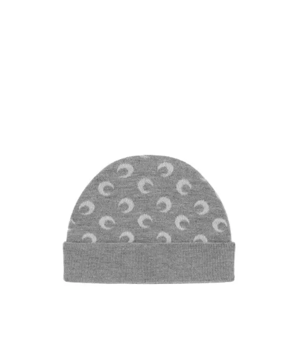 MARINE SERRE Moon-printed Knitted Beanie - Grey