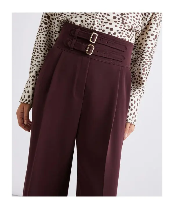 Marella High-waisted Buckled Cady Trousers