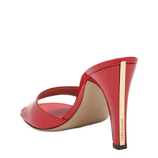 FERRAGAMO Round-toe High-heeled Sandals With Gold-tone Accents