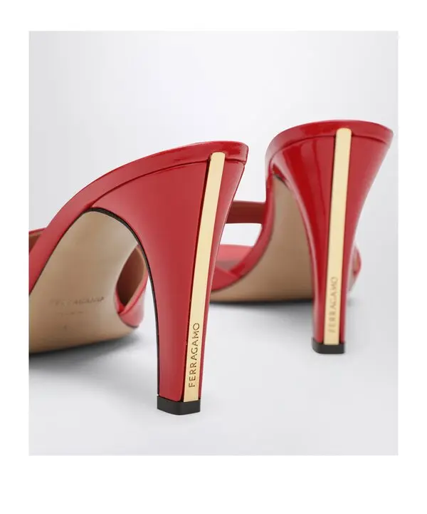 FERRAGAMO Round-toe High-heeled Sandals With Gold-tone Accents