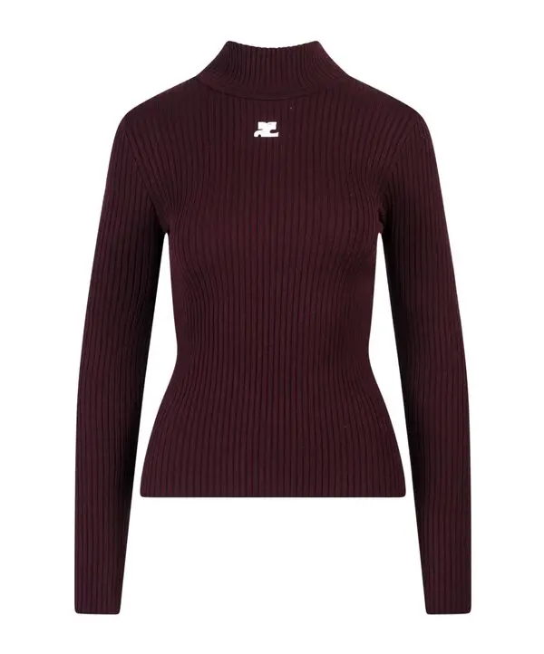 COURREGES High Neck Knitted Jumper - Black