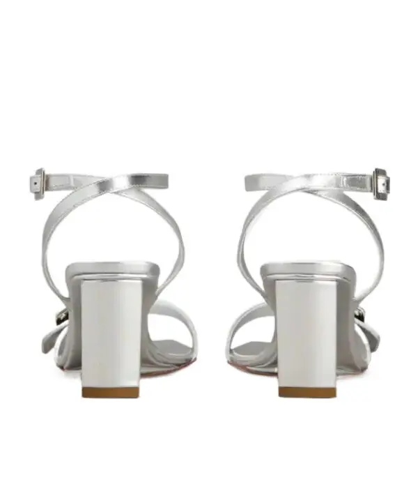 ROGER VIVIER Belle Buckle Wedge Sandals - Silver
