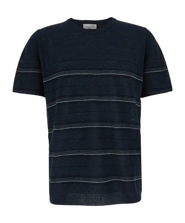 ROBERTO COLLINA Piqué Striped T-shirt - Black