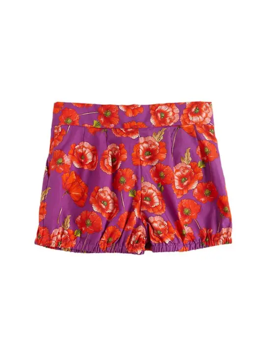 Dolce & Gabbana Poppy Print Cotton Poplin Shorts