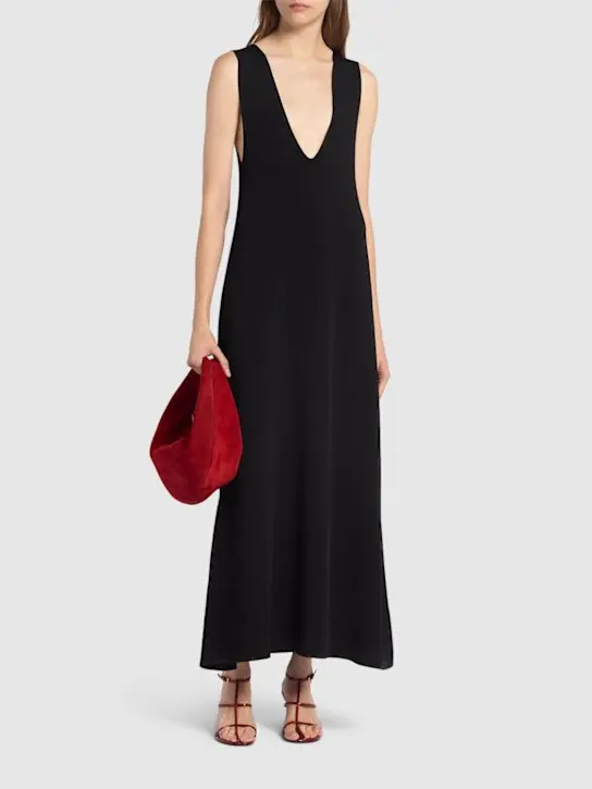 Khaite Keran Smooth Viscose Blend Long Dress - Black