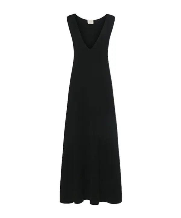 Khaite Keran Smooth Viscose Blend Long Dress - Black