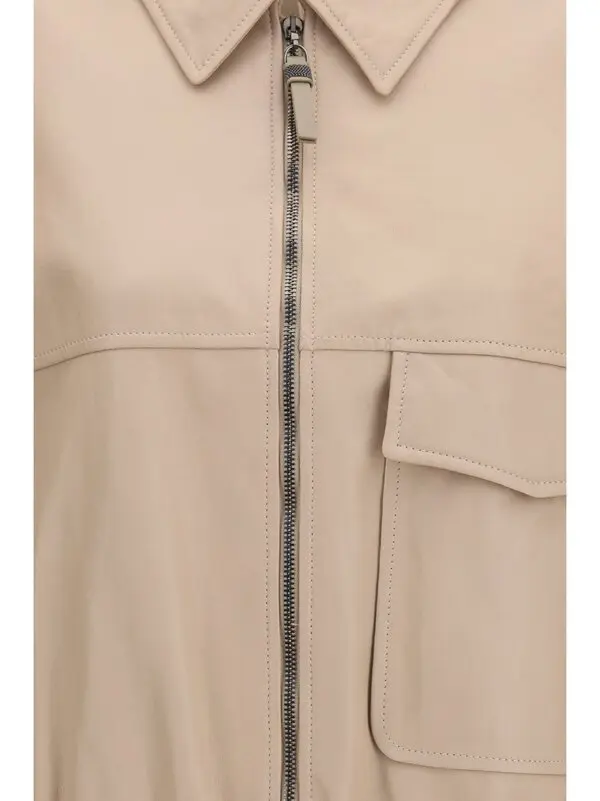 Brunello Cucinelli Monili-detail Leather Jacket