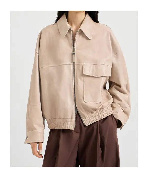Brunello Cucinelli Monili-detail Leather Jacket